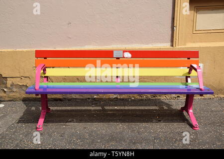 rainbow painted bench Stock Photo - Alamy