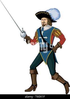 Vector illustration of a medieval knight in armor with sword and shield ...