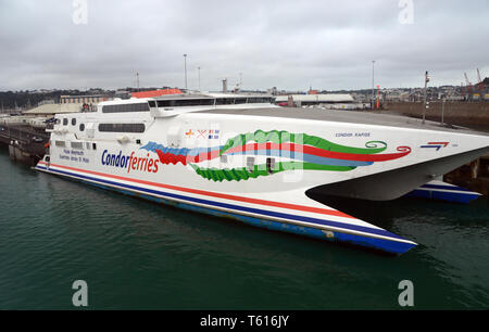 Condor Rapide catamaran ferry in Guernsey, Channel Islands Stock Photo - Alamy