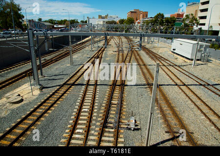 A Transperth railway train at Fremantle Station in Western Australia ...
