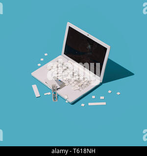 Smashed broken plastic laptop: frustration, rage and overwork concept ...