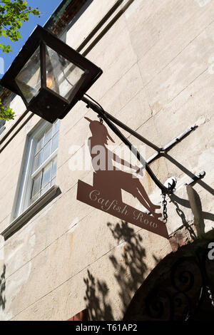 Sign for Catfish Row in Charleston, South Carolina, USA. Catfish Row is ...