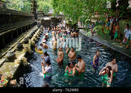 Tourists and worshippers cleansing at Tampak Siring, the Holy Spring ...