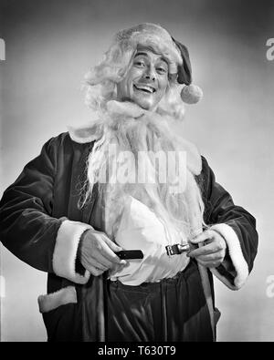 Santa claus and santa's helper in sunglasses on a white background ...