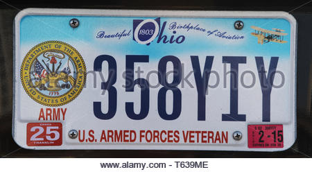 Ohio license plate; vehicle registration number. Ohio number plate ...