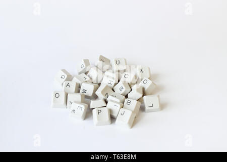 scattered keyboard keys on white background, stock photo Stock Photo ...