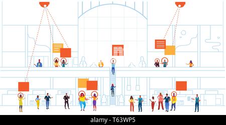 retail store visitors identification facial recognition concept modern ...