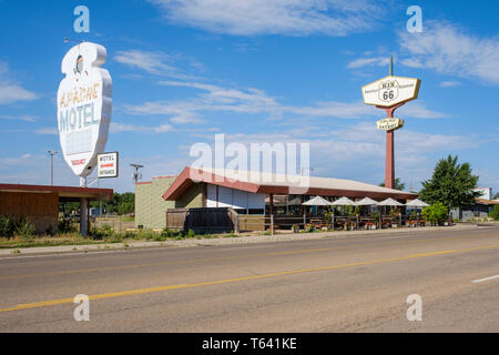 classic Apache Motel sign on Route 66 in Tucumcari New Mexico Stock ...