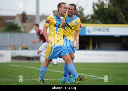 Canveys Tony Stokes celebrates with Ashley Dumas scoring Canveys second ...