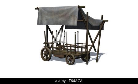 3d rendering of a ancient market stall isolated in white studio ...
