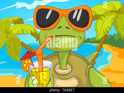 Funny Turtle Drinking Cocktail Stock Photo - Alamy