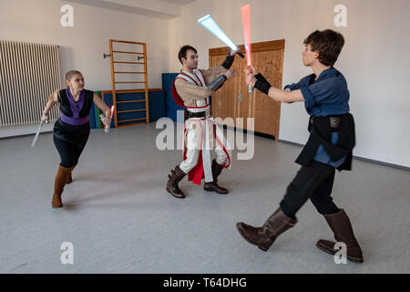 Cham, Germany. 23rd Mar, 2019. Mario from the Jedi Academy stands with ...