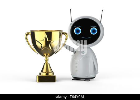 3d rendering golden cute robot or artificial intelligence robot with ...