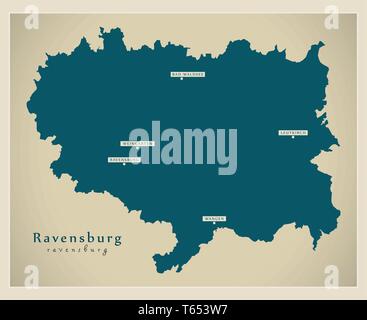 Ravensburg county map of Baden Wuerttemberg Germany Stock Vector Image ...