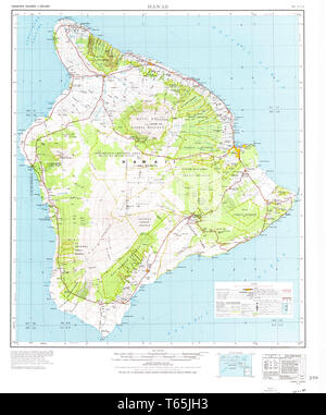 USGS TOPO Map Hawaii HI Hawaii South 349922 1954 250000 Inverted ...