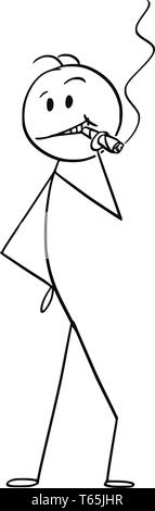 Cartoon vector of smiling stickman with big cigar,dollar sign in eyes ...