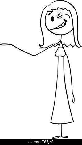 cartoon happy woman pointing Stock Vector Image & Art - Alamy