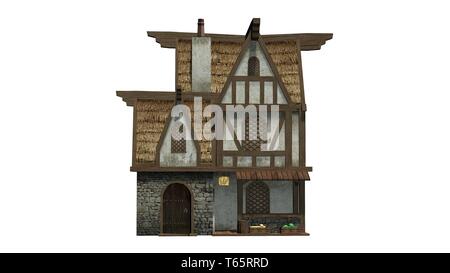 medieval Bakery Building - isolated on white background Stock Photo - Alamy