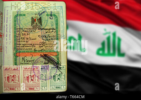 Official passport of Iraq,Iraqi passport Stock Photo - Alamy