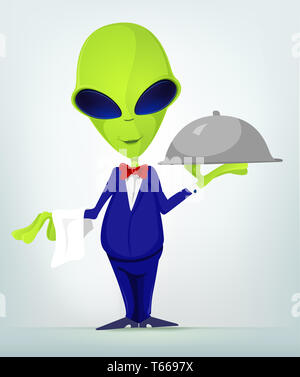 Funny Monster. Waiter Stock Photo - Alamy