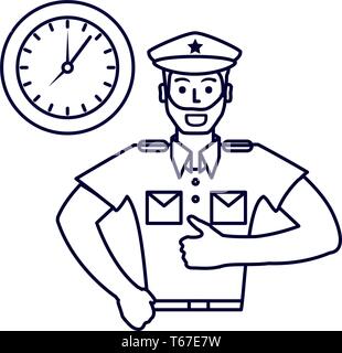 police officer with clock time vector illustration design Stock Vector ...
