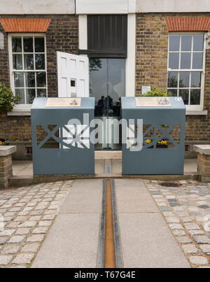 Line of the Greenwich Meridian zero longitude, Louth, Lincolnshire, UK ...