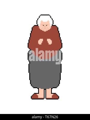 Grandmother pixel art. Granny pixelated. Old lady Old game graphics. 8 ...