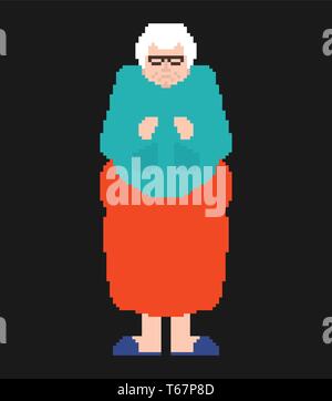 Grandmother pixel art. Granny pixelated. Old lady Old game graphics. 8 ...