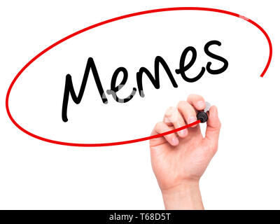 Man Hand writing Memes with black marker on visual screen. Isolated on ...