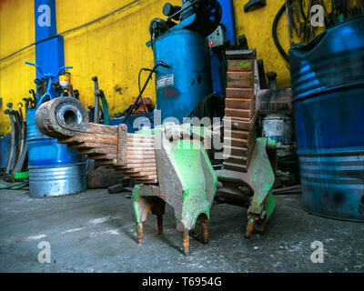 Dirty messy garage floor Stock Photo - Alamy
