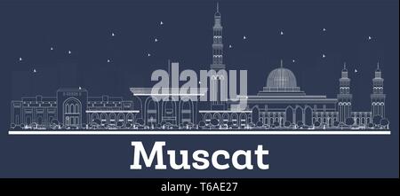 Oman, Muscat line travel skyline set. Oman, Muscat outline city vector ...