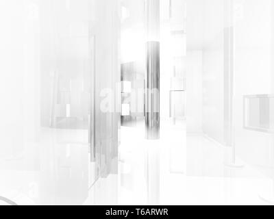 showroom, open space, clean room with shapes in 3d, business space ...