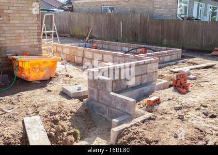 Foundation work of the house, blockwork, selective focus Stock Photo ...
