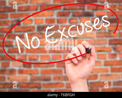 Man Hand writing No Excuses with black marker on visual screen ...