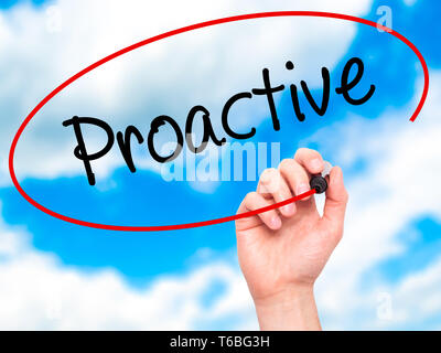 Man Hand writing Proactive with black marker on visual screen. Isolated ...
