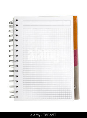 checked note book paper isolated on white background Stock Photo - Alamy