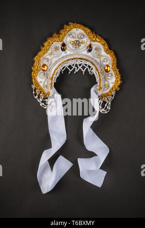 kokoshnik with pearls on dark background Stock Photo - Alamy