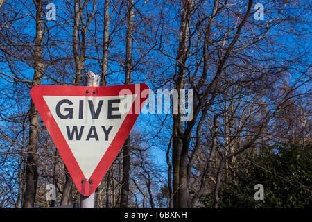 give way warning sign outside northern ireland parliament buildings ...