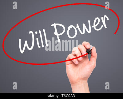 Man Hand writing Will Power with black marker on visual screen ...