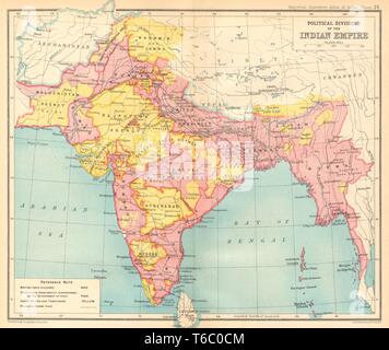 Indian Empire. British India. BARTHOLOMEW, 1904 antique map Stock Photo ...