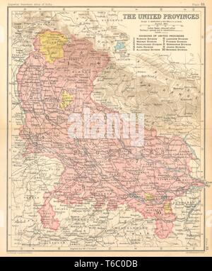 'The United Provinces'. British India. Uttar Pradesh & Uttarakhand 1909 ...