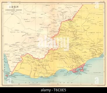 British Aden. Southern Yemen. Lahij Abyan 1909 old antique map plan ...