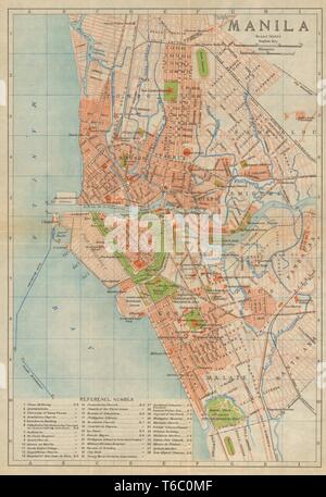 Manila antique town city plan. Philippines 1917 old map chart Stock ...
