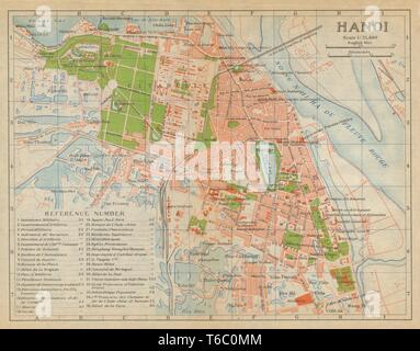 Hanoi antique town city plan. Vietnam 1917 old vintage map chart Stock ...