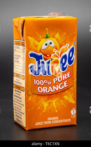 small orange juice drink carton box Stock Photo - Alamy