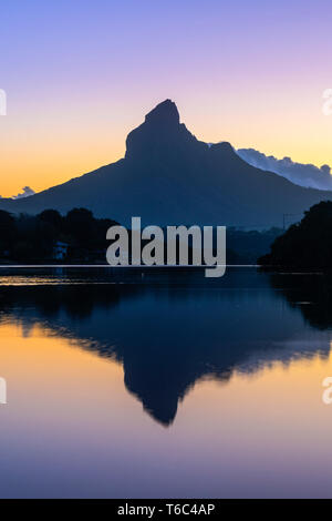 Rempart mountain reflected in Tamarin bay. Tamarin, Black River ...