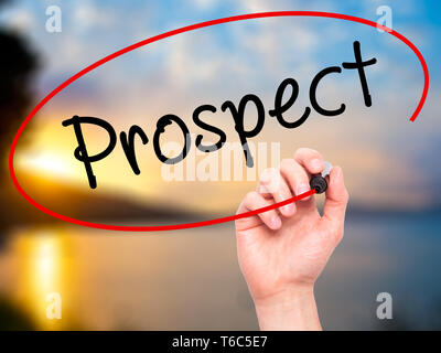 Man Hand writing Prospect with black marker on visual screen. Isolated ...