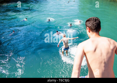Swimming and diving in the river Aare Stock Photo - Alamy