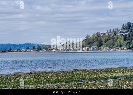 A view of waterfront homes along Three Tree Point in Burien, Washington ...