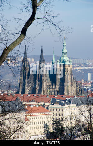 An aerial view of the skyline through trees in Sion, Switzerland Stock ...
